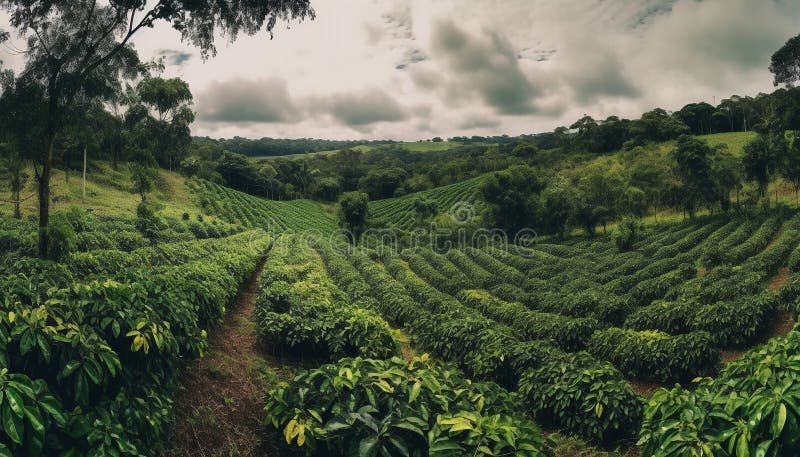 Green Tea Fields on Cameron Highlands Mountains Generated by AI Stock ...