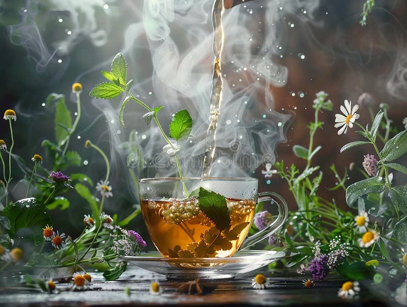 Green tea filling a cup stock illustration. Illustration of beverage ...