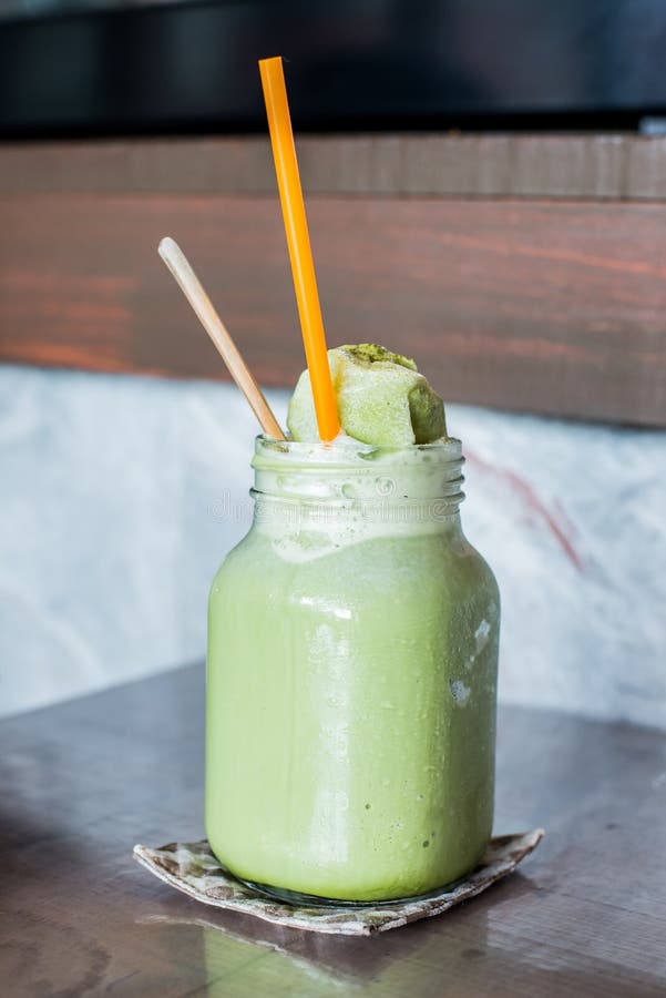 Green Tea Frappe and Blended Stock Photo - Image of glass, drinking ...