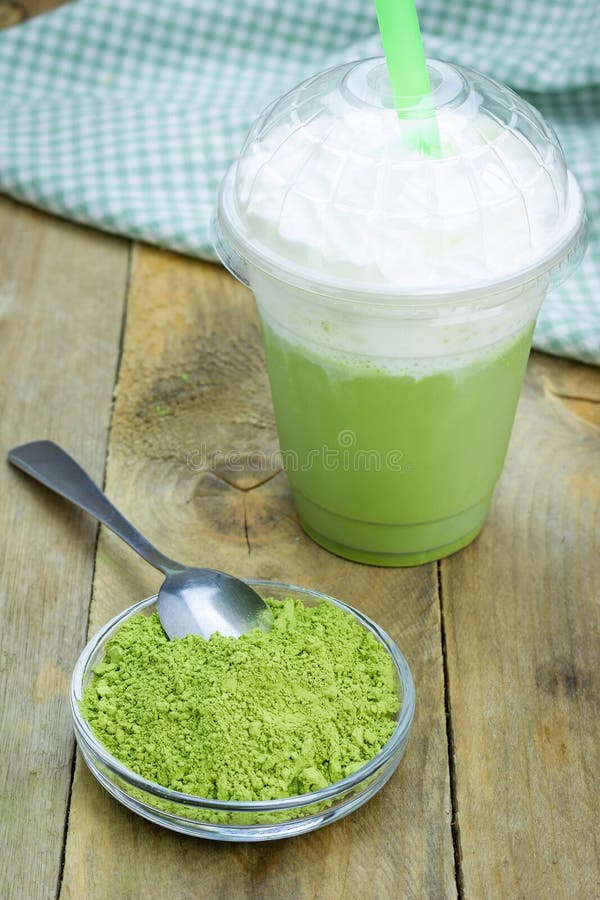 Green Tea Frappe in Plastic Cup Stock Photo - Image of food, cream ...