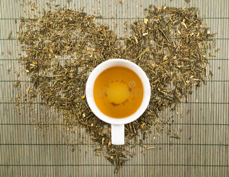 Green Tea Heart Shape Topview Stock Image - Image of green, east: 31007723