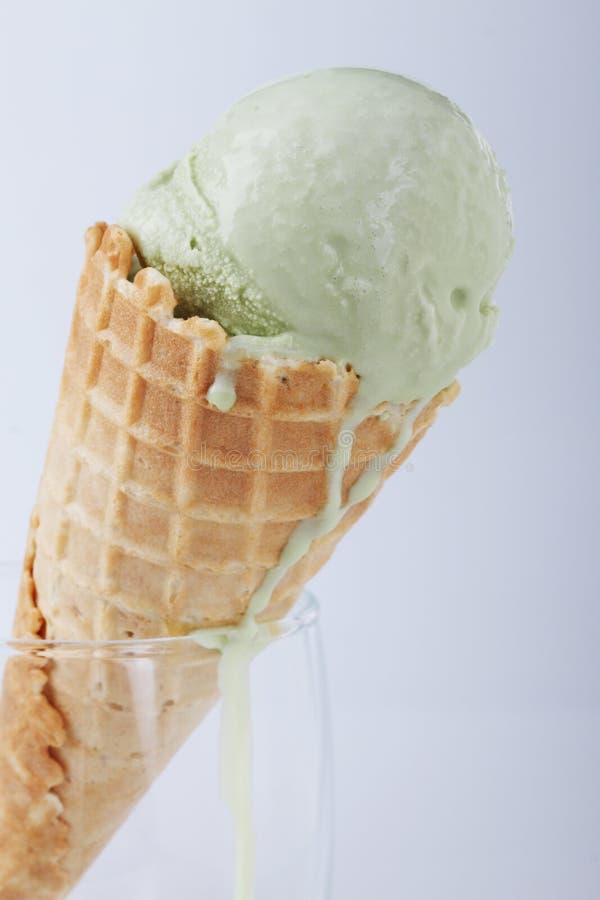 Green Tea Ice Cream Cones in Clear Glasses Stock Image - Image of ...