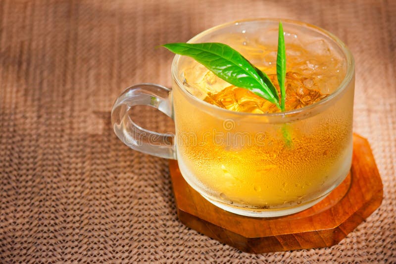 Cold Green Tea with Green Tea Leaves Stock Photo - Image of fresh ...