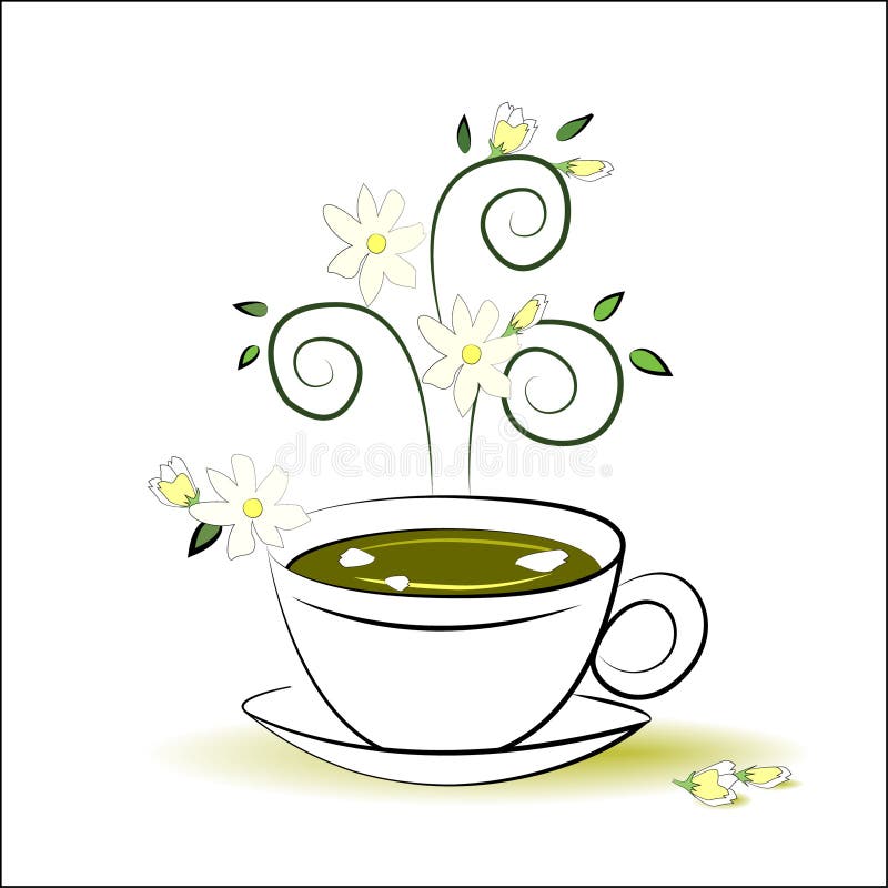 Green Tea with Jasmine Icon Stock Illustration - Illustration of design ...