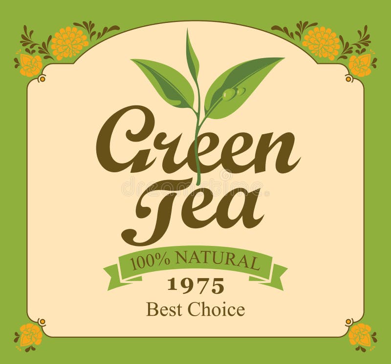Green tea label stock vector. Illustration of drink, package - 79549811