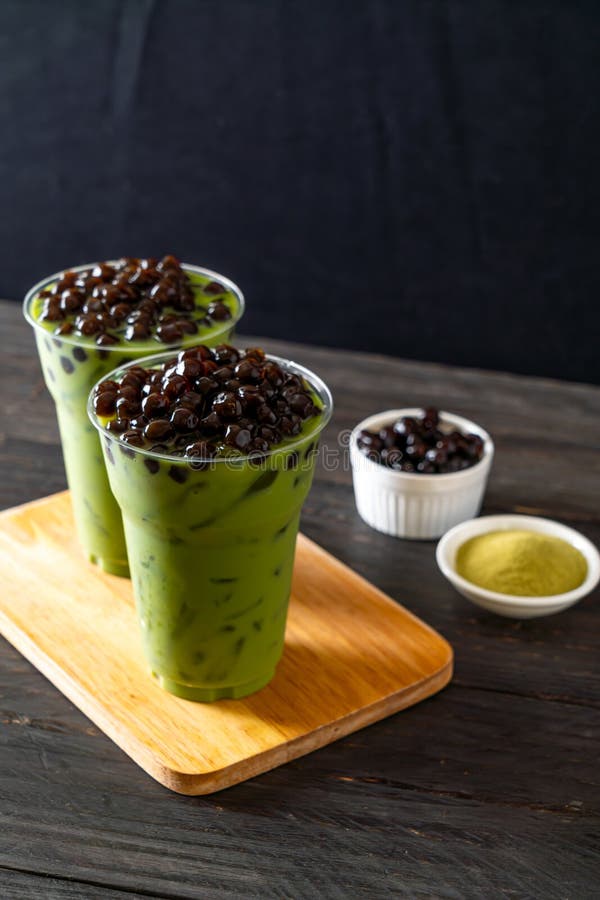 Green Tea Latte with Bubble Stock Photo - Image of straw, liquid: 200379810