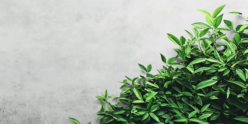 Green Tea Leaves Border on Textured Gray, Fresh and Aromatic Concept ...