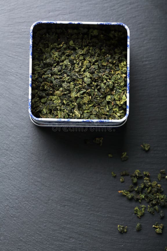 Green tea leaves in box stock image. Image of fresh, sencha - 69030739