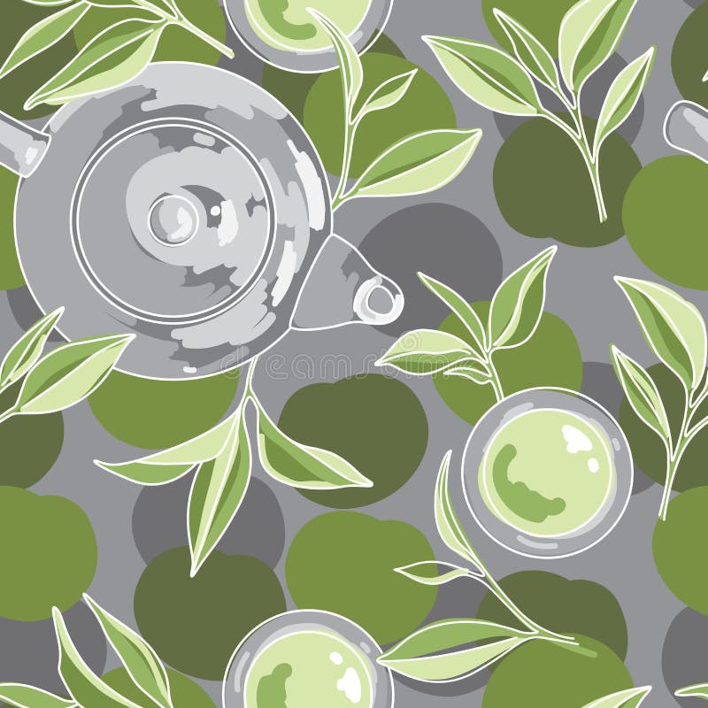 Matcha Green Tea Leaf Graphic Design on Green Background Stock Vector ...