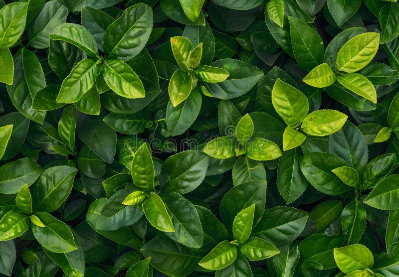 Green Tea Leaves Garden Top View Background Stock Illustration ...