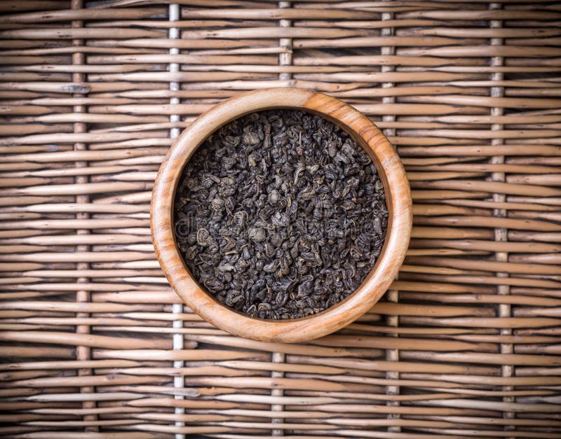 Green tea leaves stock photo. Image of green, wooden - 53961638