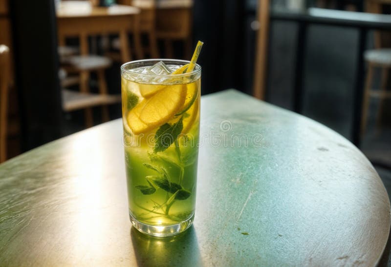 Green Tea with Lemon in a Quiet Cafe Stock Photo - Image of quiet, cafe ...