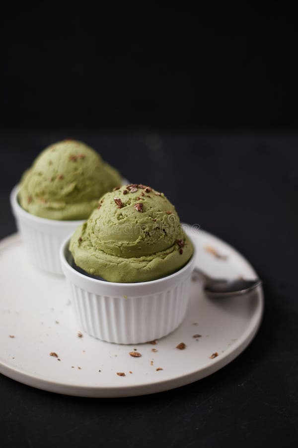 Green tea matcha ice cream stock photo. Image of summer - 176272632