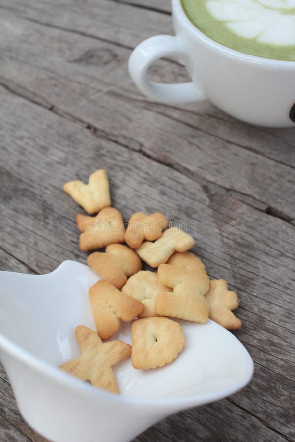 Green Tea with Milk and Crackers Delicious Stock Image - Image of ...