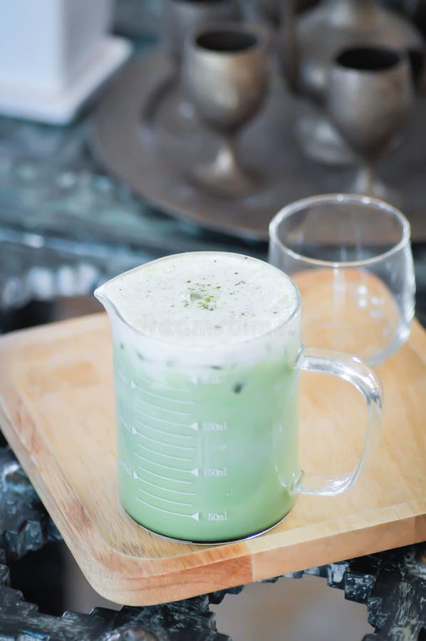 Green Tea, Milk Green Tea or Iced Matcha Latte Stock Image - Image of ...