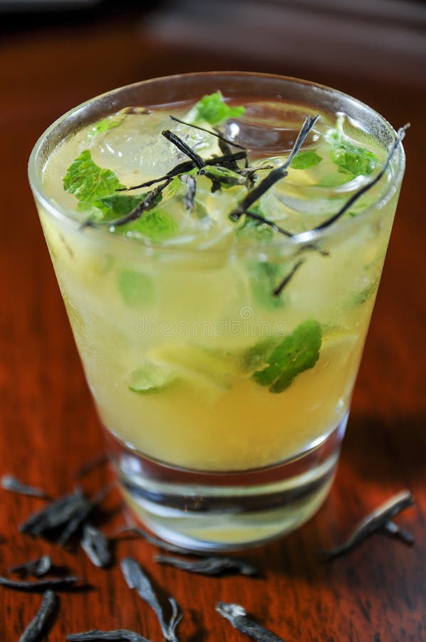 Green Tea Mojito stock image. Image of food, glass, detail - 72779355