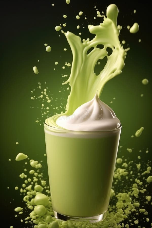 Green Tea on Mug with Splash for Product Display, Matcha Latte Ads ...