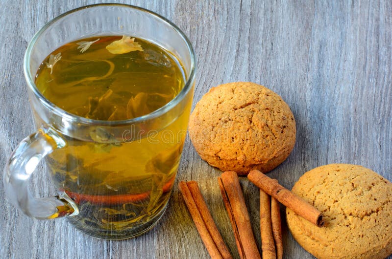 Green tea and oat cookie stock photo. Image of cinnamon - 56956836