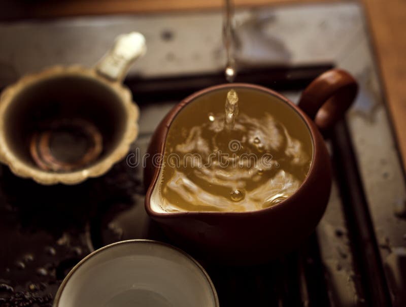 Green Tea Pouring in Traditional Chinese Tea Ceremony Stock Photo ...