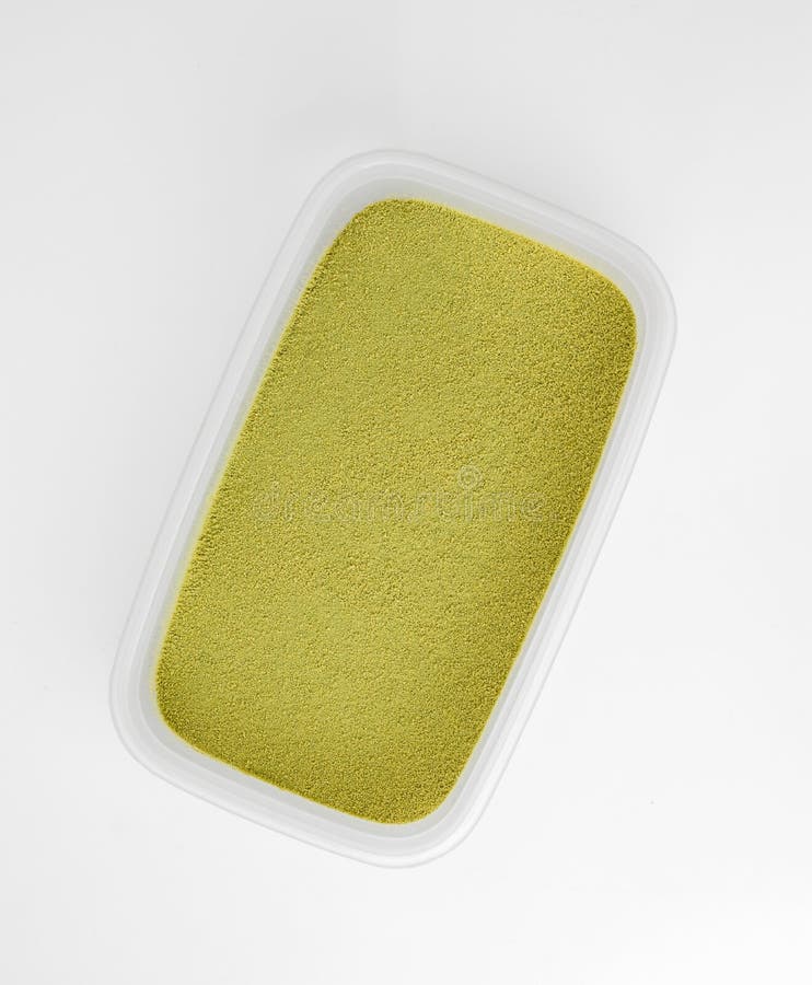 Green tea powder in a box stock photo. Image of beverage - 84246006