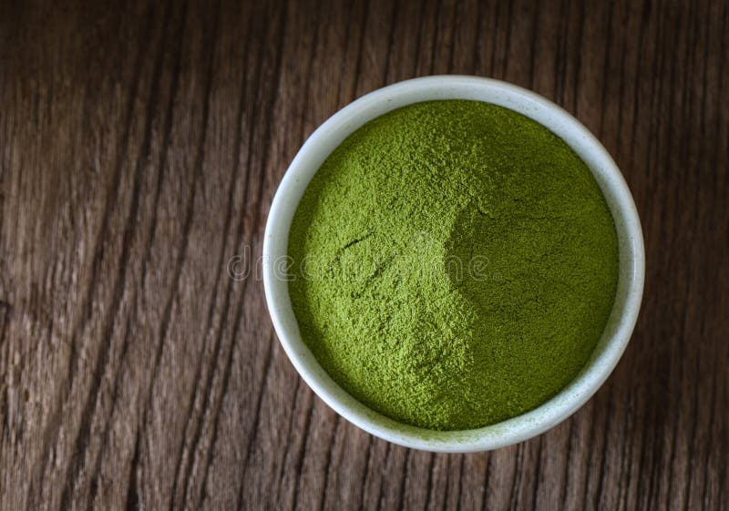Green Tea Powder in a Bowl on White Background Stock Image - Image of ...