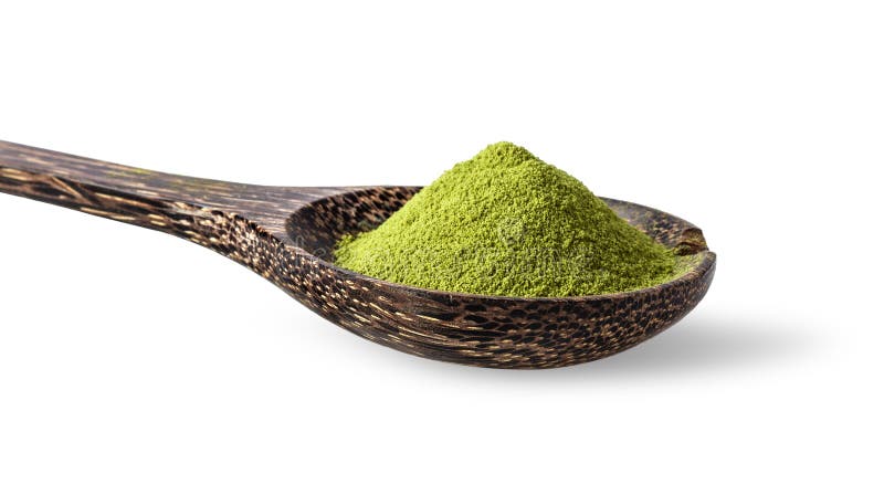 Green Tea Powder in Wooden Spoon Stock Image - Image of lifestyle ...