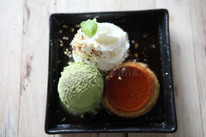 Green tea pudding stock image. Image of matcha, mint - 141564887