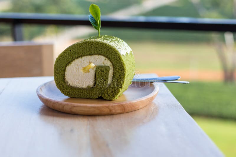 Green Tea Roll Cake stock image. Image of pastry, cake - 64637845