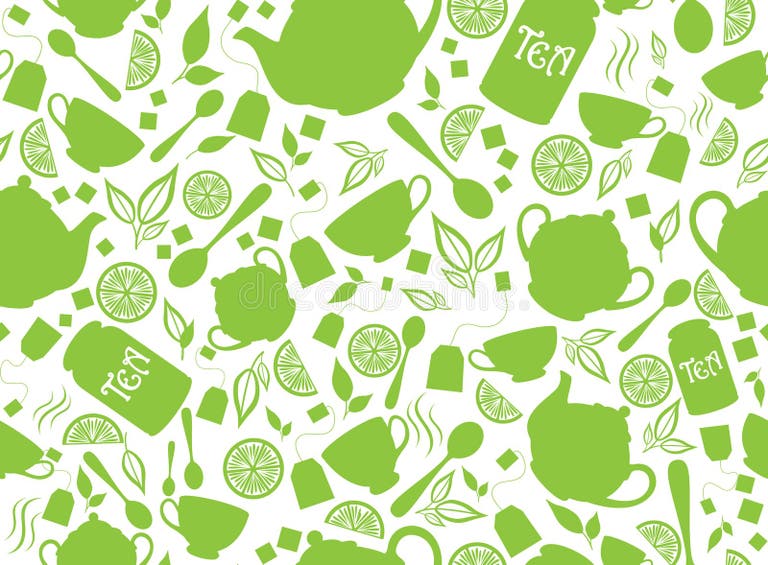 Green tea seamless pattern stock vector. Illustration of herbal - 36321690