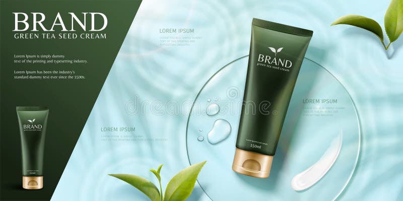 Green Tea Seed Cream Banner Ads Stock Vector - Illustration of ...