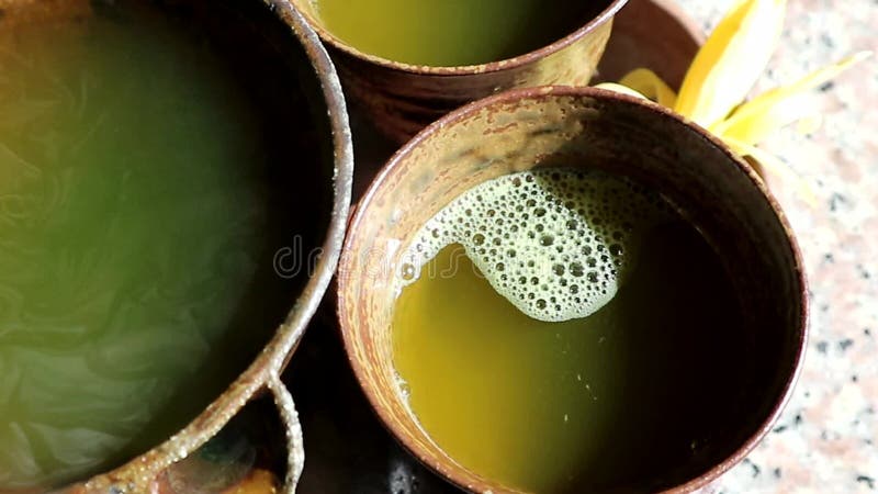 Green Tea with Smoke on Granite Table Stock Footage - Video of table ...