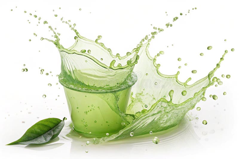 Green Tea Splash Isolated on Transparent White Background, Clipping ...