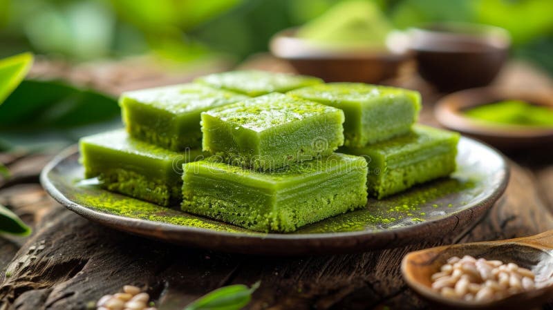 Green Tea Squares on a Table Stock Image - Image of baked, tasty: 315009023
