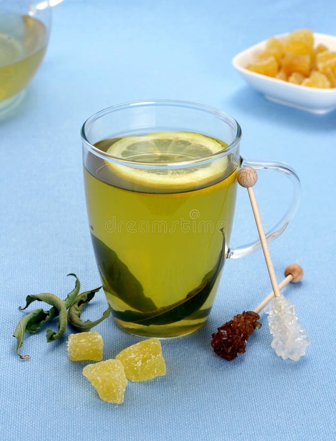 Green Tea with Sugared Ginger and Candy Canes Stock Image - Image of ...