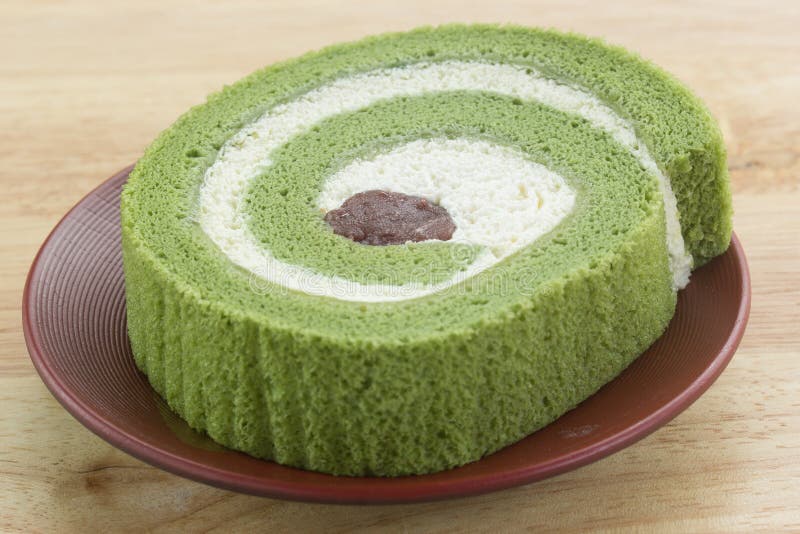 Green Tea Swiss Roll Cake stock photo. Image of green - 80262420