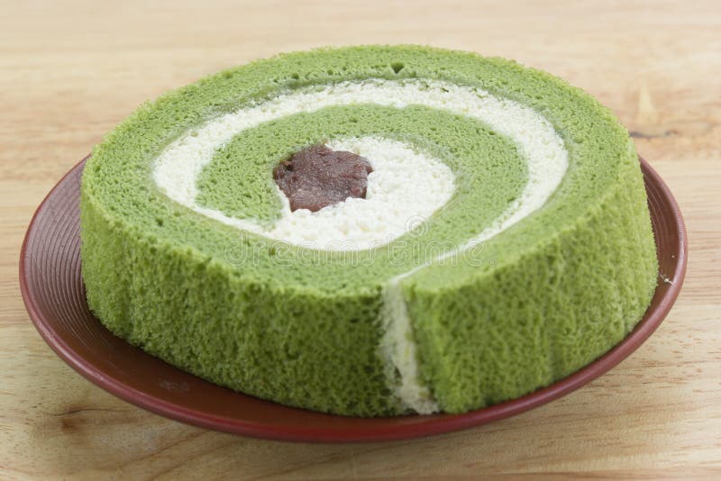 Green Tea Swiss Roll Cake stock image. Image of refreshment - 80262745