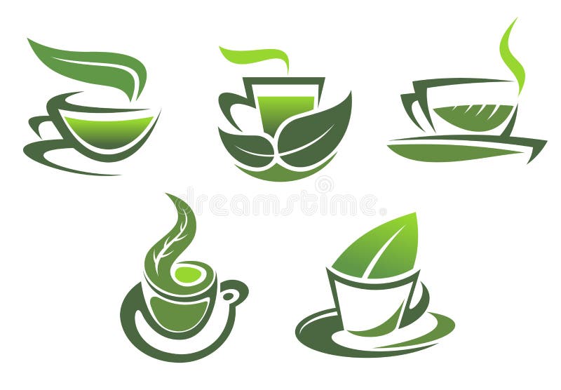Green Tea Symbols and Emblems Stock Vector - Illustration of cafe ...