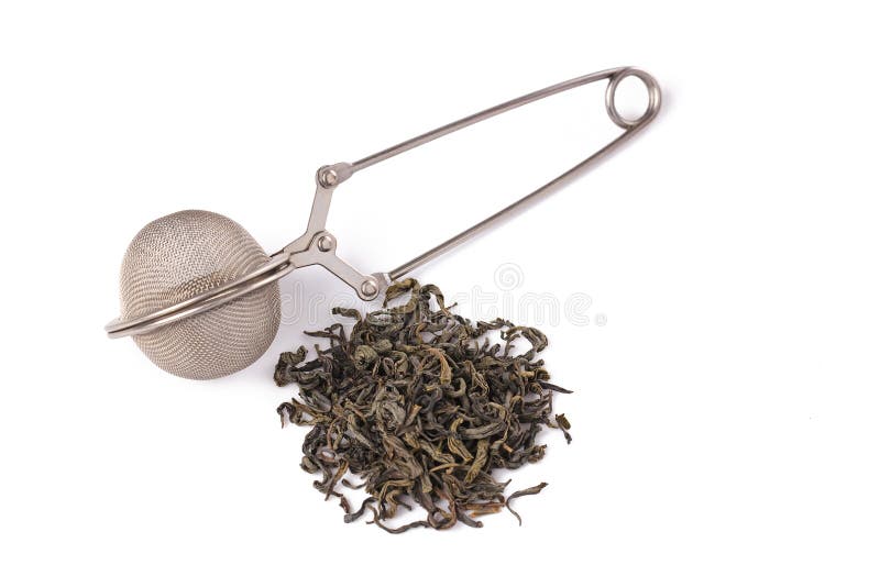 Green tea and tea strainer stock photo. Image of food - 12732686