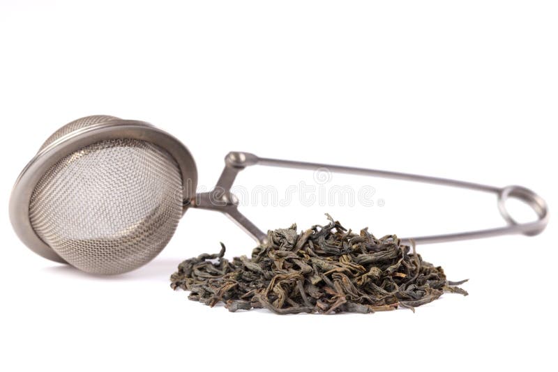 Green tea and tea strainer stock photo. Image of green - 12732690