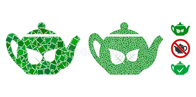 Green Tea Teapot Composition Icon of Bumpy Elements Stock Vector ...