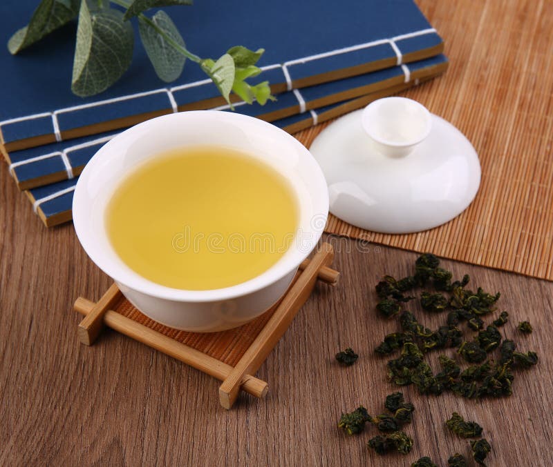 Green Tea in a White Cup with a Tea Leaves Stock Photo - Image of asia ...