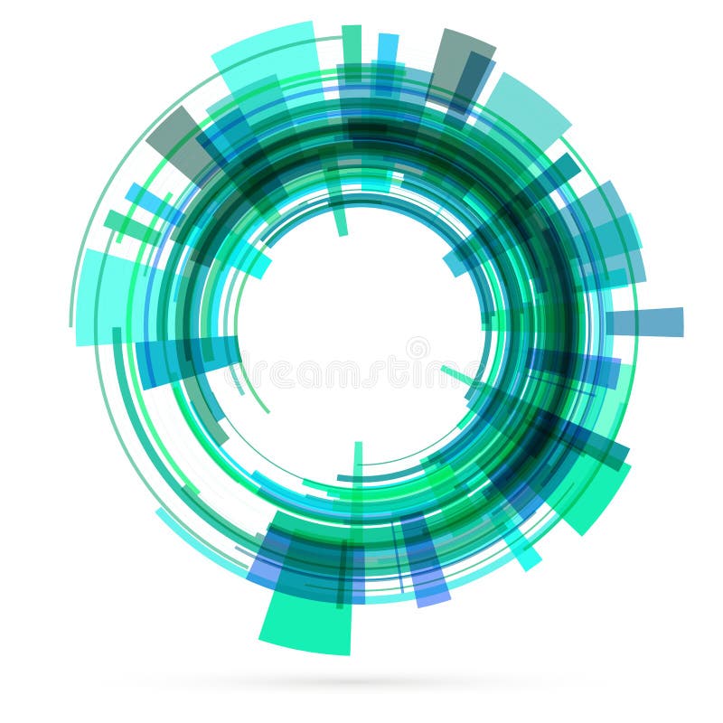 Green tech circle. Raster stock illustration. Illustration of round ...