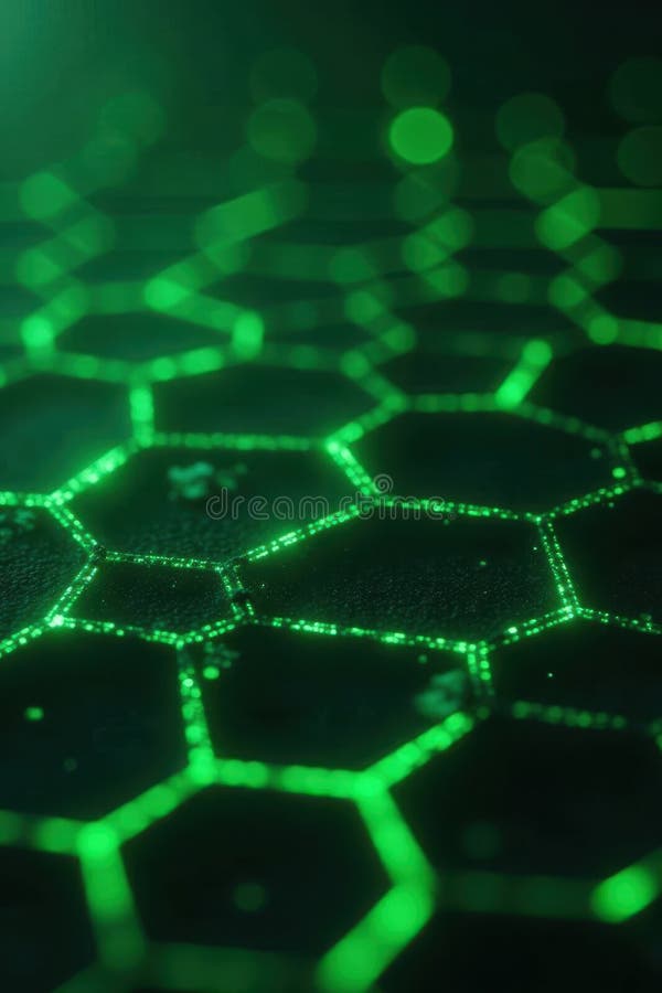 Green Tech Gradient, Hexagonal Mesh, Glowing Lines , Illustration ...