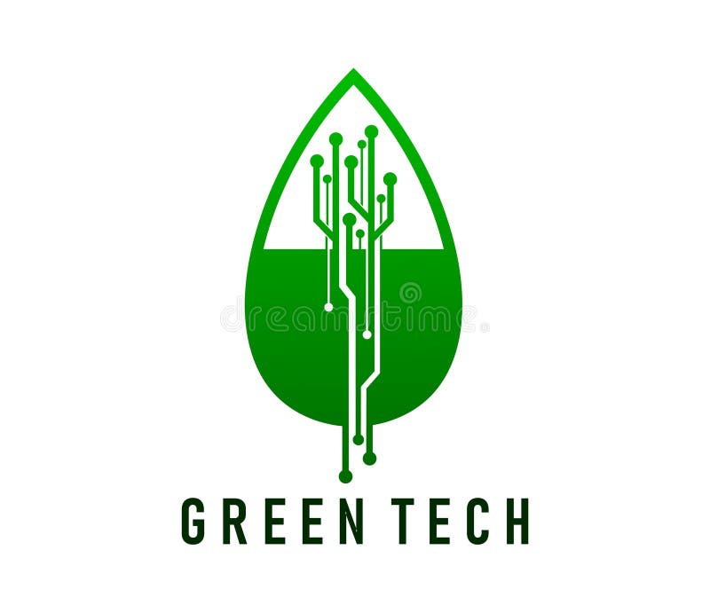 Green Tech Icon, Leaf Chipset, Digital Technology Stock Illustration - Illustration of ecology ...