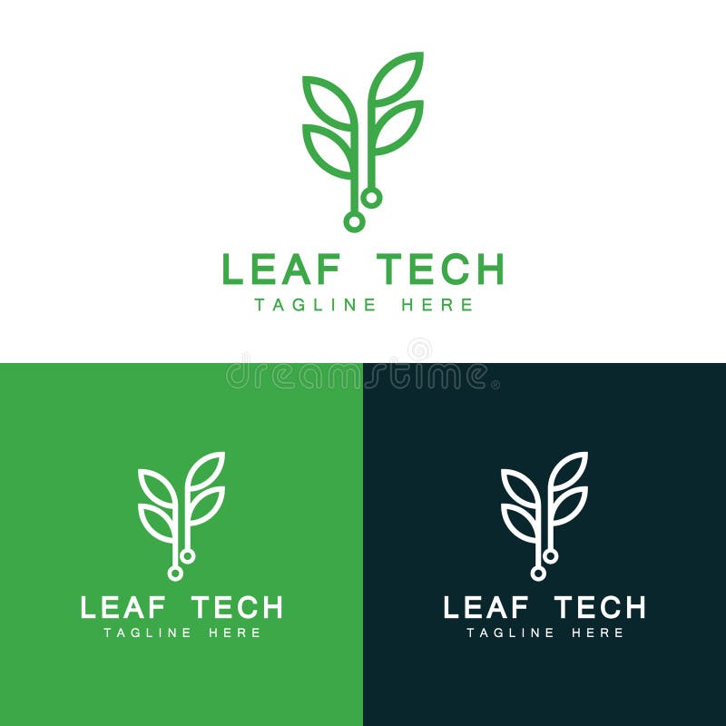 Green Tech Logo Design. Leaf with Digital Data Technology Design ...