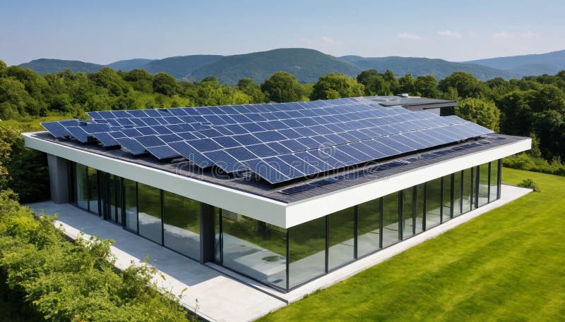 Green Tech Solar Roof Design Stock Illustration - Illustration of ...