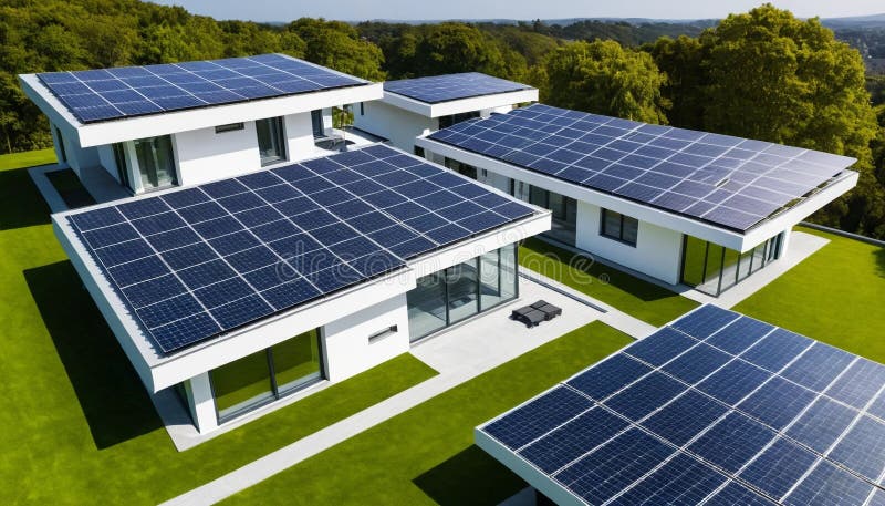 Green Tech Solar Roof Design Stock Illustration - Illustration of ...