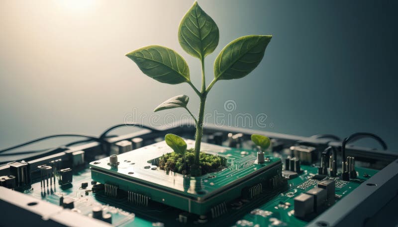 Green Tech Sprout stock illustration. Illustration of electronics ...