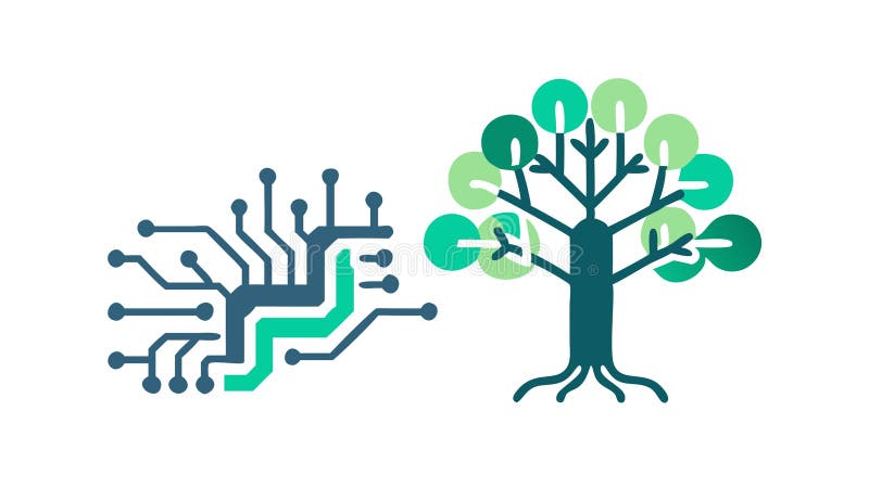 Green Tech Tree Network, Environmental Technology Concept, Vector Design Generative AI Stock ...