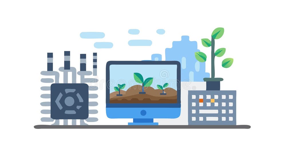 Green Tech Workstation Icon, Sustainable Computing, Eco-Friendly Office ...